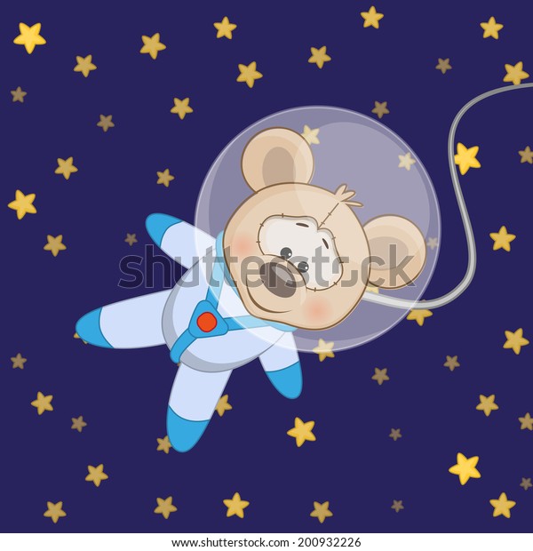 Mouse Astronaut On Stars Background Stock Vector (Royalty Free) 200932226