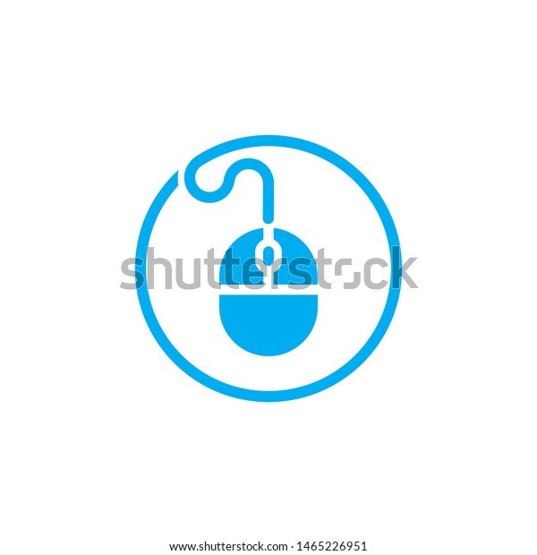 mouse circle line symbol logo vector