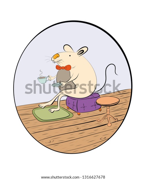 Mouse Drinking Coffee Mouse Illustration Mouse Stock Vector (Royalty ...