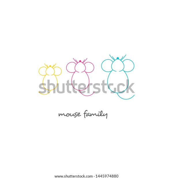 Mouse Family Line Drawings Three Mice Stock Vector (Royalty Free ...