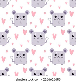 Mouse Hearts Pattern Cute Cartoon Animals Stock Vector (Royalty Free ...