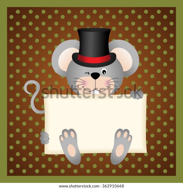 Mouse Holding Blank Sign Background Stock Vector (Royalty Free) 362910668