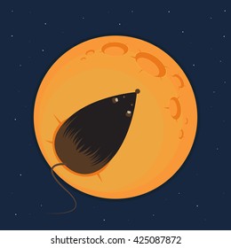Mouse On Moon Cheese Cartoon Vector Stock Vector (Royalty Free ...