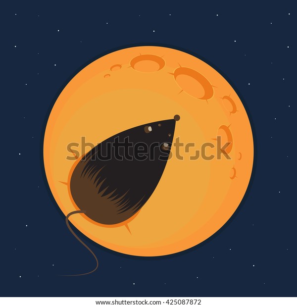 Mouse On Moon Cheese Cartoon Vector Stock Vector (Royalty Free ...