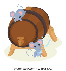 Mouse Wine Barrel Stock Vector (Royalty Free) 1188086707