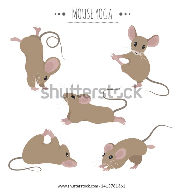 Mouse Yoga Poses Exercises Cute Cartoon Stock Vector (Royalty Free ...