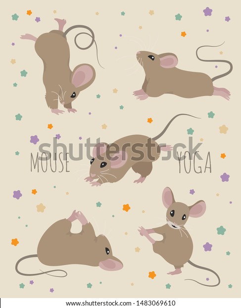 Mouse Yoga Poses Exercises Cute Cartoon Stock Vector (Royalty Free ...