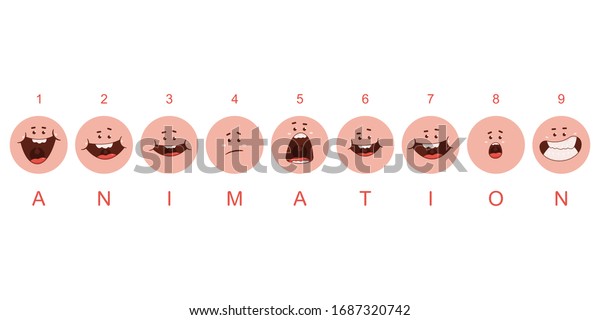 Mouth Animation Vector Cartoon Expression Isolated Stock Vector ...