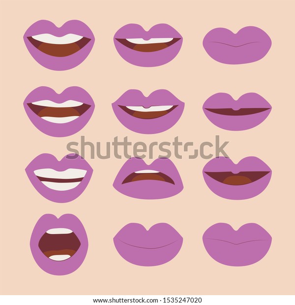 Mouth Collection Teeth Lips Stock Vector (Royalty Free) 1535247020 ...