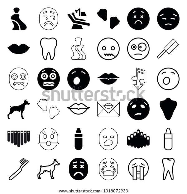 Mouth Icons Set 36 Editable Filled Stock Vector (Royalty Free ...
