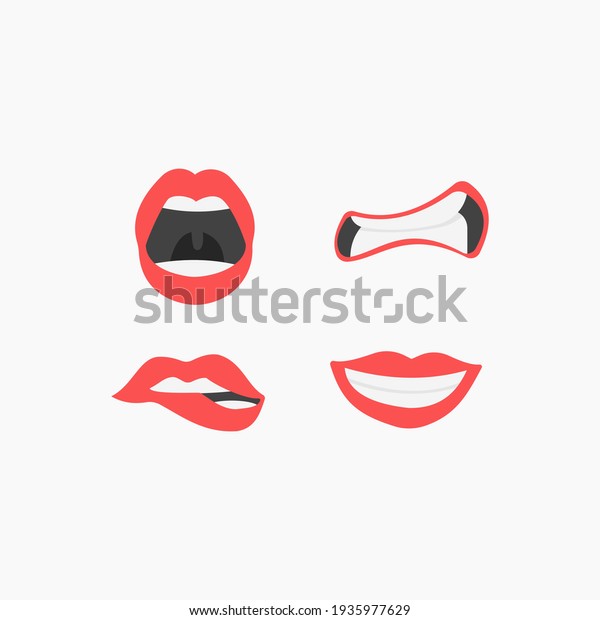 Mouth Red Lips Open Angry Flirting Stock Vector (Royalty Free ...