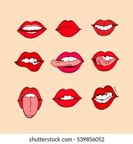 Mouths Collection Different Expressions Vector Icon: vector de stock ...