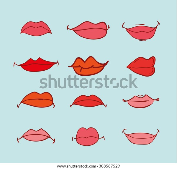 Mouths Collection Different Expressions Vector Icon: เวกเตอร์สต็อก ...
