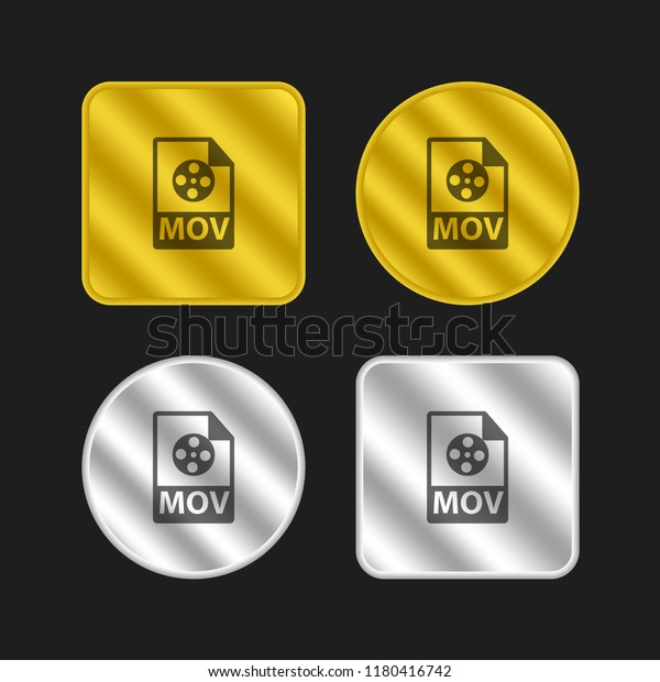Mov File Format Symbol Gold Silver Stock Vector (Royalty Free ...