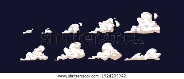 Movement Cartoon Steam Cloud Puffs Smoke Stock Vector (Royalty Free ...