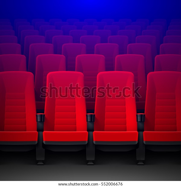 Movie theater with rows of red empty chairs and spotlight, cinema hall ... Movie theater with rows of red empty chairs and spotlight, cinema hall ...