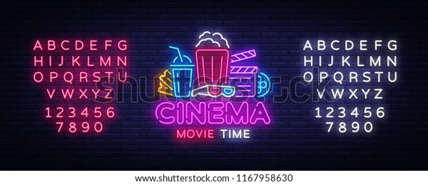Movie Time Neon Logo Vector. Cinema: Vector có sẵn (miễn phí bản quyền ...