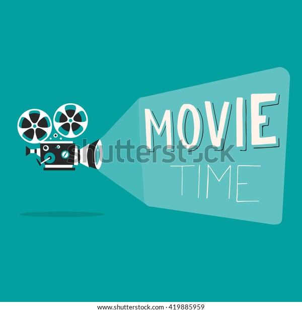 Movie Time Poster Cartoon Vector Illustration Stock Vector (Royalty ...