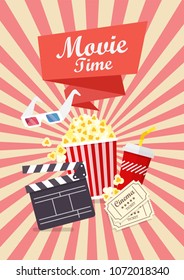 Movie Time Poster Design Flat Design Stock Vector (Royalty Free ...
