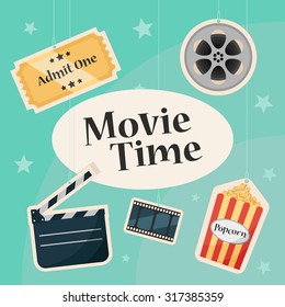 Hand Drawn Colorful Vector Illustrations Cinema Stock Vector (Royalty ...