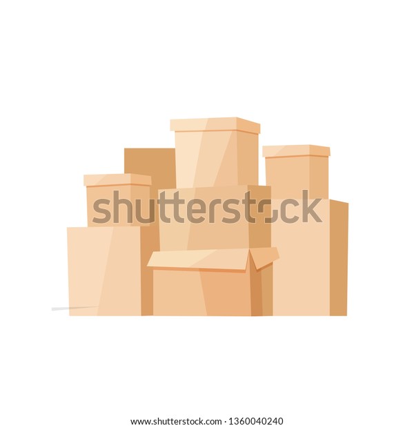 Moving Boxes Vector Illustration Company Family: เวกเตอร์สต็อก (ปลอดค่า ...