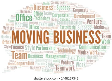 Moving Business Word Cloud Collage Made Stock Vector (Royalty Free ...