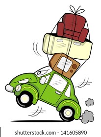 Moving Car Cartoon Stock Vector (Royalty Free) 134557409