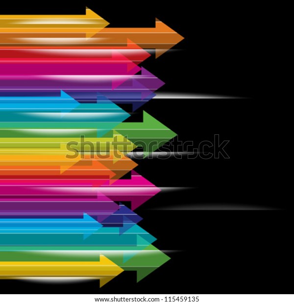 Moving Colorful Transparent Arrows On Black Stock Vector (Royalty Free ...