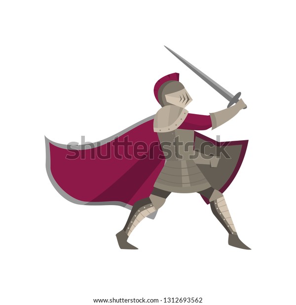Moving Warrior Knight Raised Sword Hand Stock Vector (Royalty Free ...