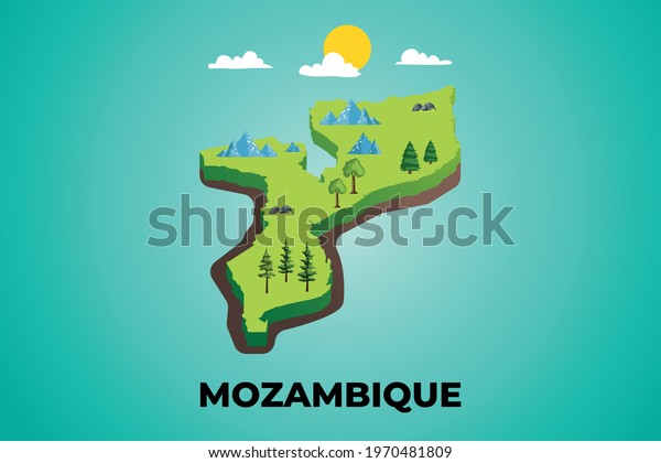 Mozambique 3d Isometric Map Topographic Details Stock Vector (Royalty ...