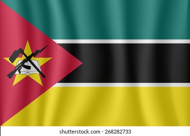 Vektor Stok Flag Mozambique Realistic Waving Flag Republic (Tanpa ...