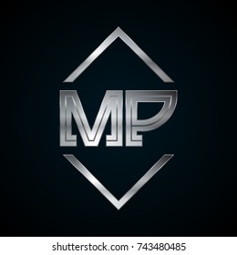 Mp Monogram Metal Logo Silver Logo Stock Vector (Royalty Free ...