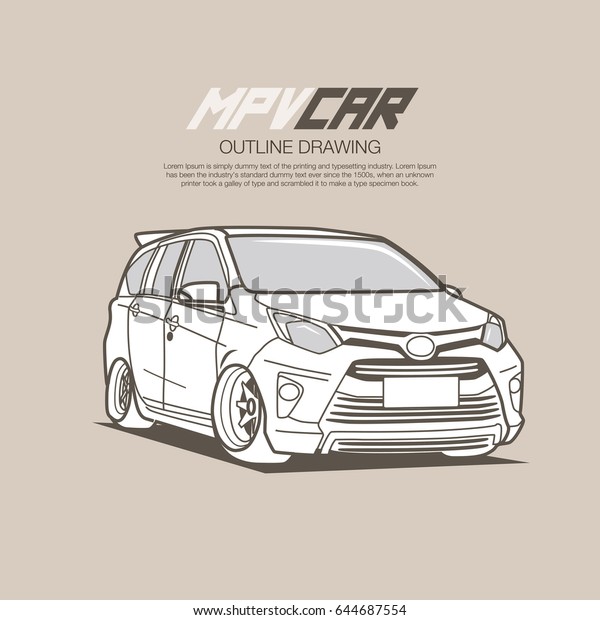 Mpv Car Clean Outline Drawing Vector Stock Vector (Royalty Free) 644687554