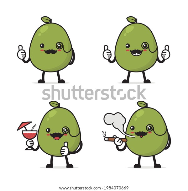 Mr Guava Different Expressions Poses Isolated Stock Vector (Royalty ...