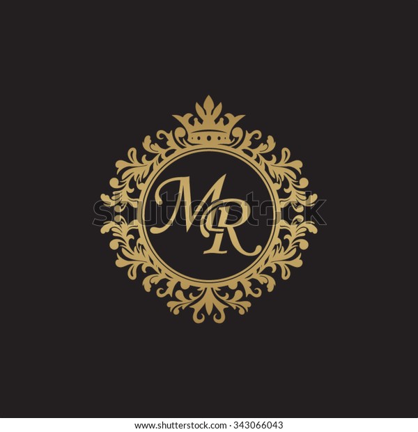 MR logotipo inicial en monograma de adorno de lujo