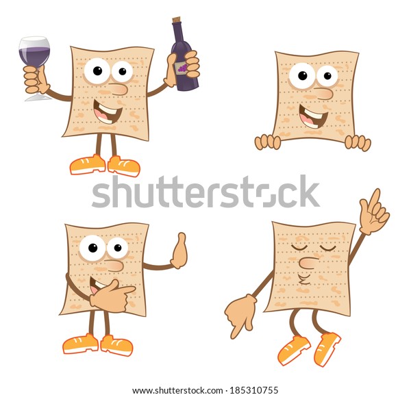 Mr Matzah Cute Set 4 Cartoon Stock Vector (Royalty Free) 185310755