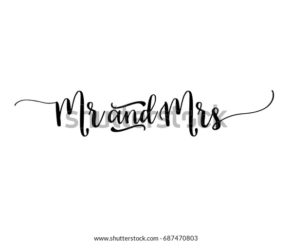 Mr Mrs Wedding Hand Written Lettering Stock Vector (Royalty Free ...