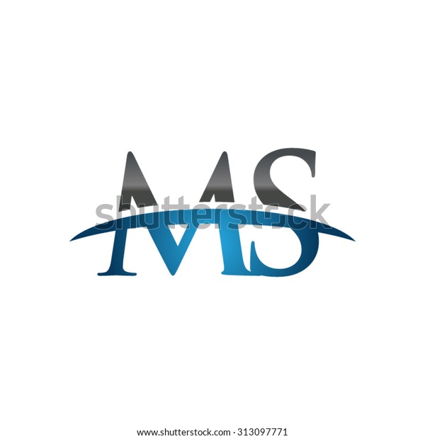 Ms Initial Company Blue Swoosh Logo Stock Vector (Royalty Free ...