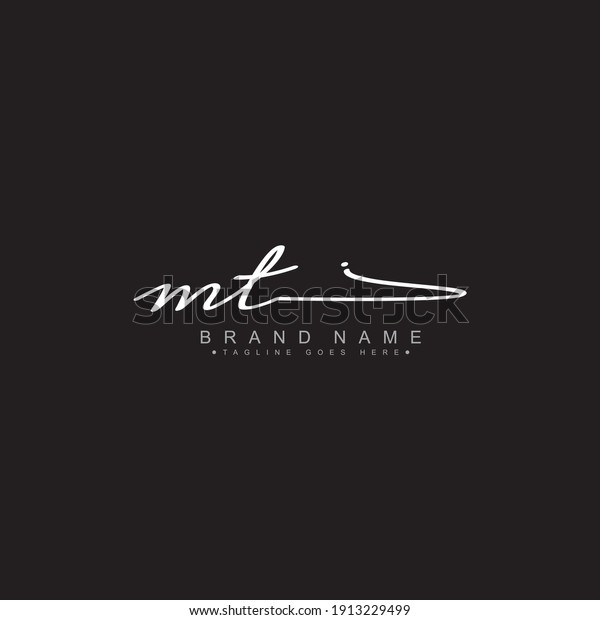 Mt Initial Letter Logo Handwritten Signature Stock Vector (Royalty Free ...