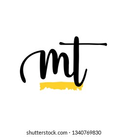 Mt Initial Signature Logo Handwriting Logo Stock Vector (Royalty Free ...