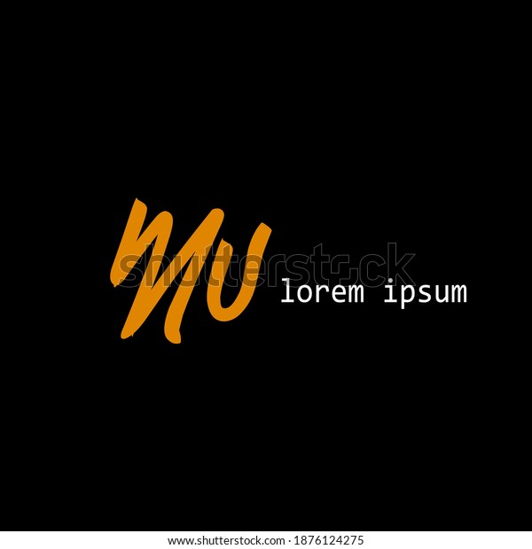 Mu Initial Handwriting Handwritten Logo Identity Stock Vector (Royalty ...