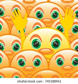 Much Smiley One Raised Hand Stock Vector (Royalty Free) 745188961 ...