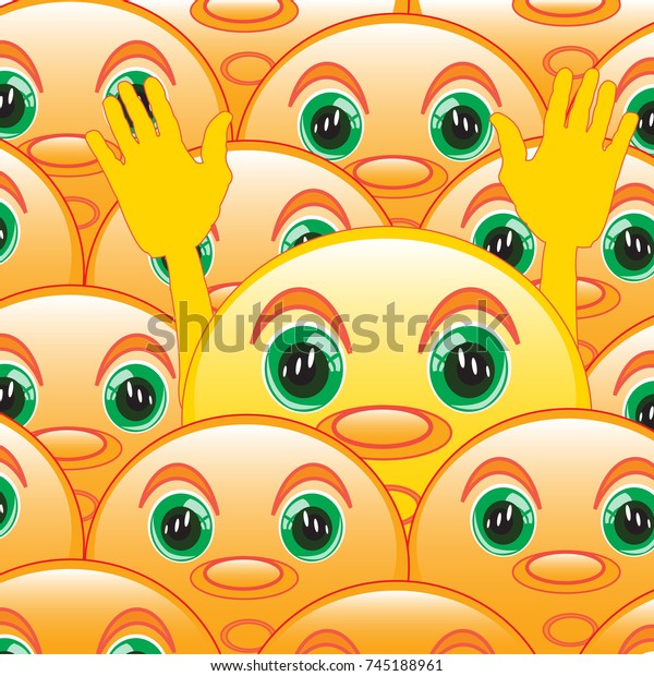 Much Smiley One Raised Hand Stock Vector (Royalty Free) 745188961 ...