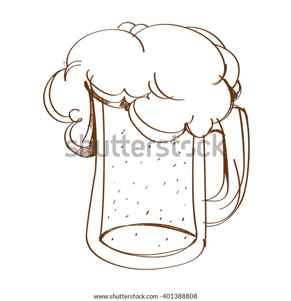 Mug Beer Foam Outline Drawing Stock Vector (Royalty Free) 401388808 ...