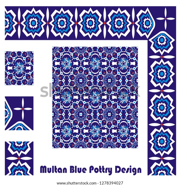 Multan Blue Pottery Ceramic Design Stock Vector (Royalty Free ...