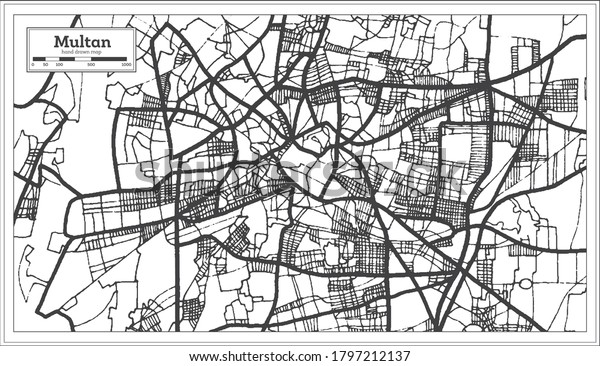 Multan Pakistan City Map Retro Style Stock Vector (Royalty Free ...