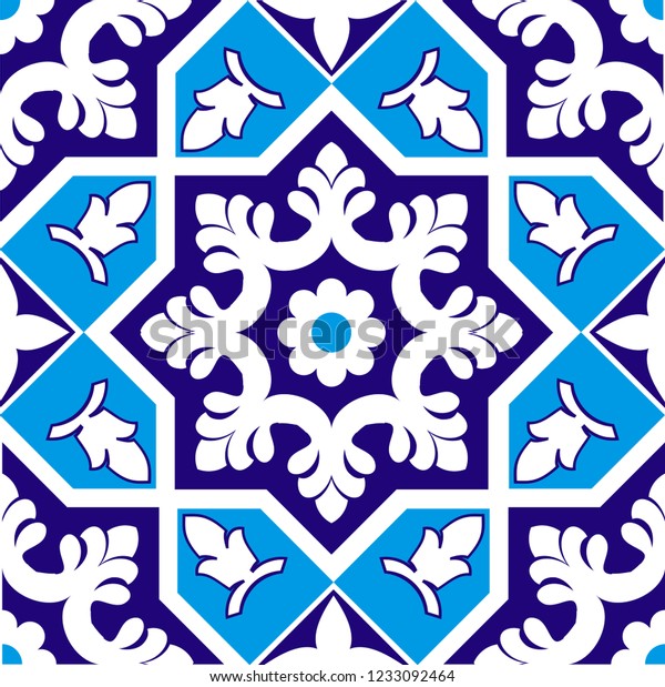 Multan Seamless Tile Deign Blue Pottery Stock Vector (Royalty Free ...