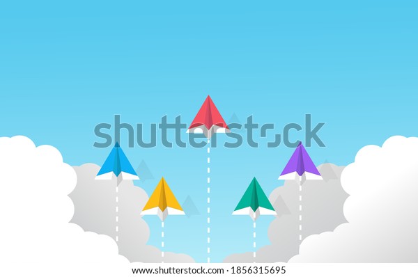 Multi Color Paper Planes Flying Sky Stock Vector (Royalty Free ...