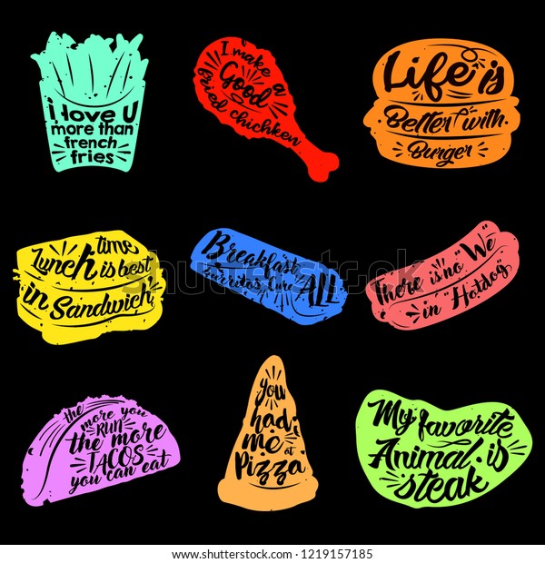 Multi Colors Fast Food Quotes Object Stock Vector (Royalty Free ...