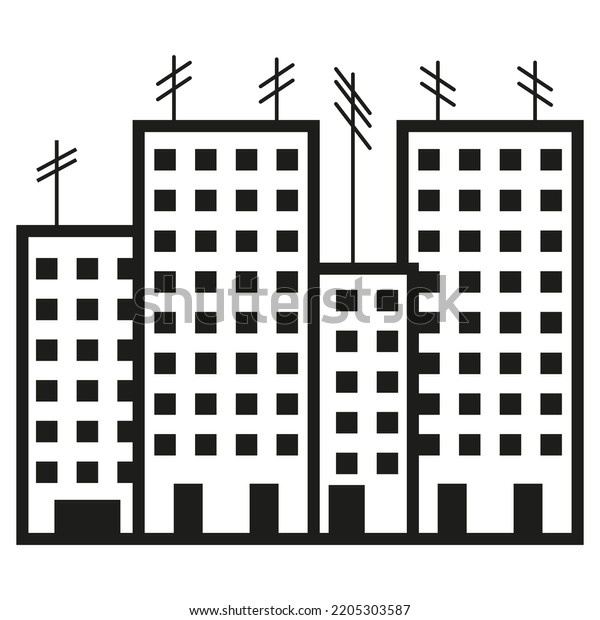 Multi Storey Building Icon Condominium Buildings Stock Vector (Royalty ...